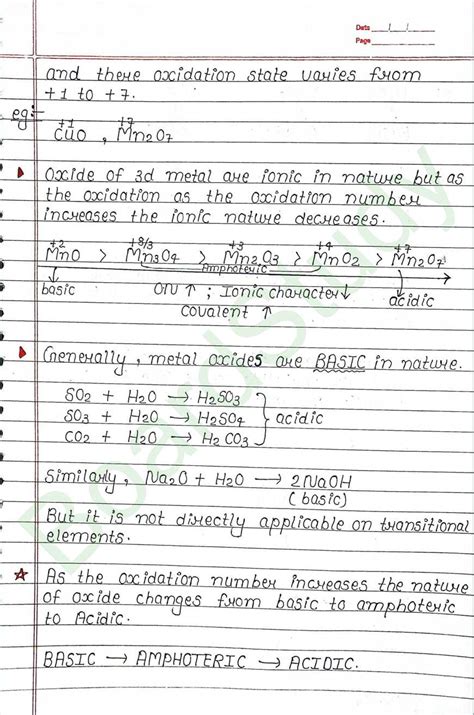 Class 12 Chemistry The D And F Block Elements Notes Handwritten Notes