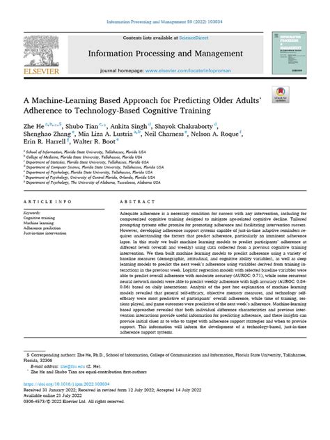 A Machine Learning Based Approach For Predicting Older Adults