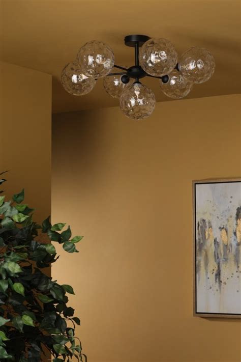 Dar Lighting Cohen 7 Light Semi Flush Ceiling Light In Matt Black With