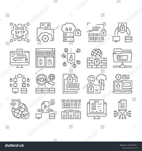 Ssh Sftp File Transfer Protocol Icons Stock Vector Royalty Free