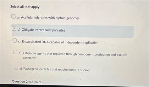 Solved Select All That Apply A Acellular Microbes With