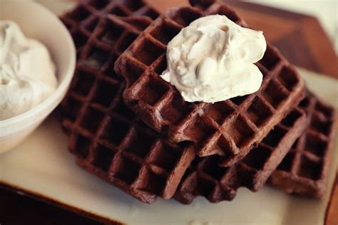 Mexican Dark Chocolate Waffles With Cinnamon Whipped Cream Waffle