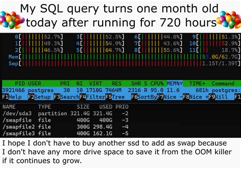 HappyBirthdayToTheSwapHoggingSqlQuery R ProgrammerHumor