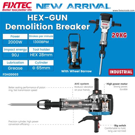 Fixtec Heavy Duty Concrete Hammer Drill Power Electric Jack Hammer