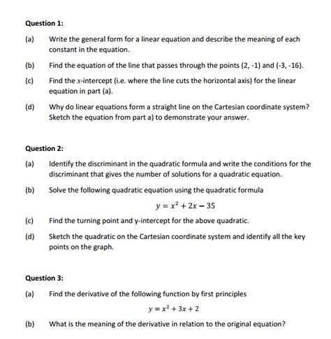 Solved A Write The General Form For A Linear Equation