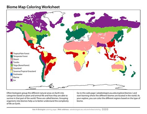 Biome Map Coloring Worksheet Acicabuja