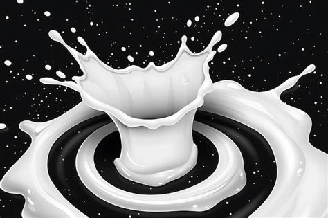 Big Spiral Milk Splash Ultrarealistic With Big Drops Premium Ai