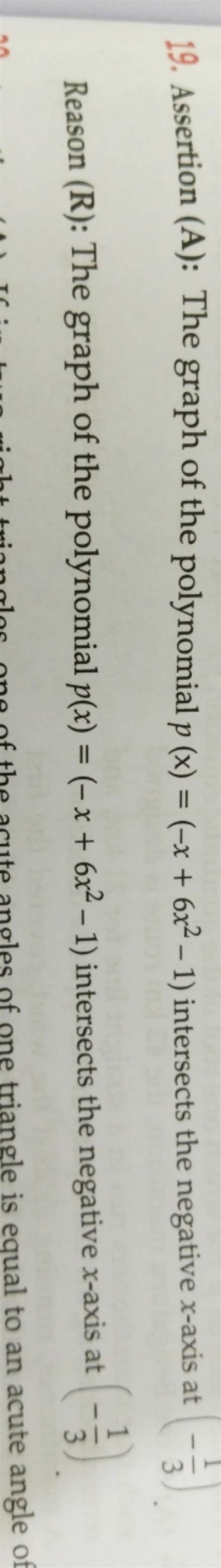 Assertion A The Graph Of The Polynomial P X Left X 6 X