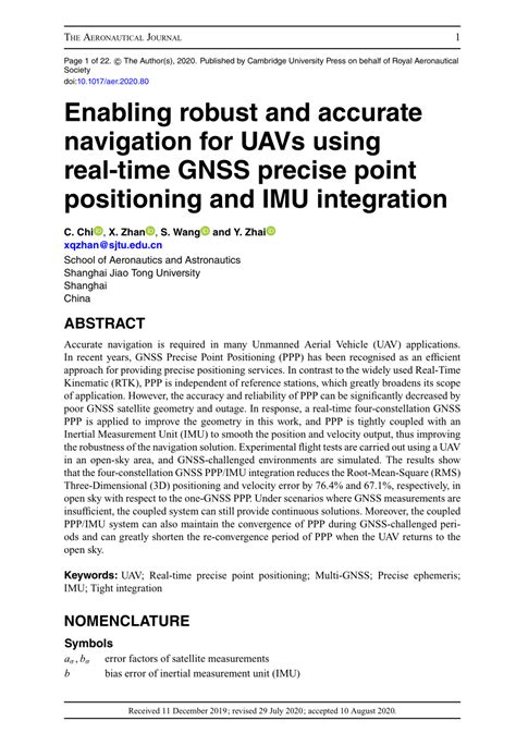 Pdf Enabling Robust And Accurate Navigation For Uavs Using Real Time Gnss Precise Point