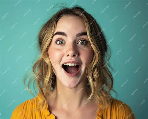 A Woman With Her Mouth Open And A Surprised Look On Her Face Premium