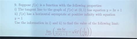 Solved 9 Suppose Fæ Is A Function With The Following