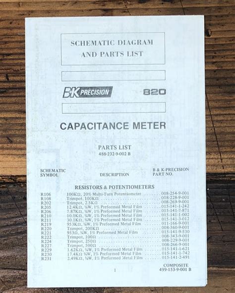 Capacitance Meter Schematic And Parts List Manual Original Vintage