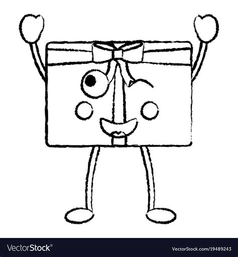 Kawaii Gift Box Cartoon Facial Expression Vector Image