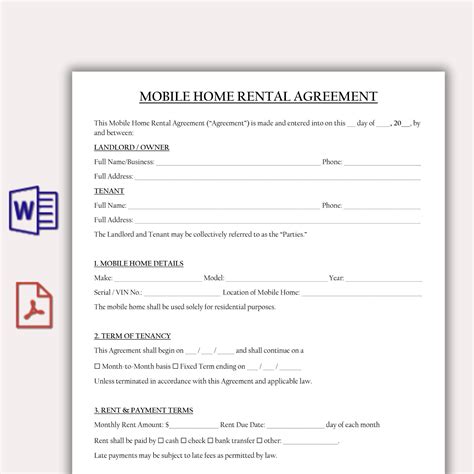 Mobile Home Rental Agreement Template Manufactured Home Lease Contract