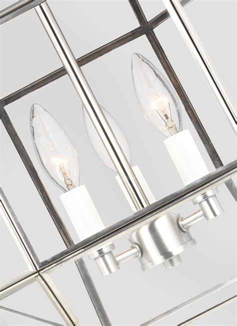 Morrison Small Three Light Lantern Brushed Nickel Transitional Pendant Lighting By