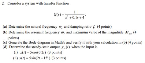 Solved Consider A System With Transfer Function Chegg