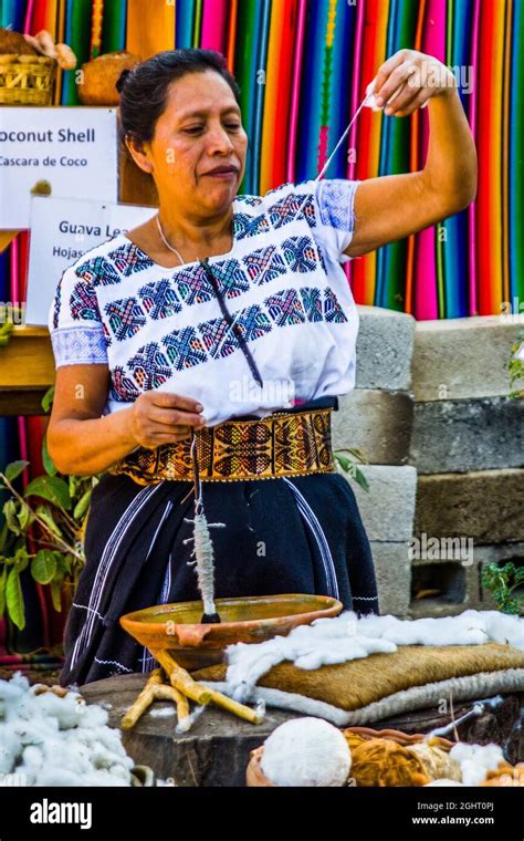 Spinning Cotton Demonstration Of Traditional Mayan Weaving Ajto