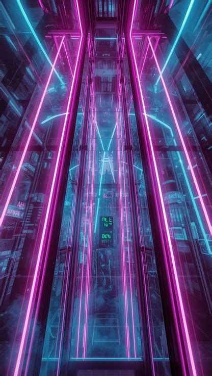 Free Neon Elevator Ascent Image Futuristic Neon Elevator Download