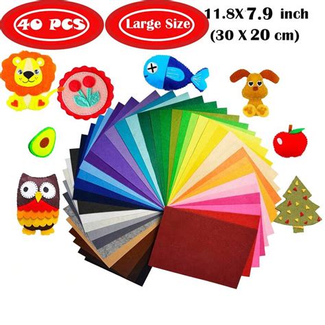 40 Pcs 118 X 79 Inch Craft Felt Fabric Sheets Assorted Colors Felt