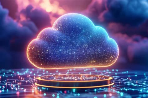 Vibrant Cloud Illuminated With Neon Lights Symbolizing Futuristic Cloud