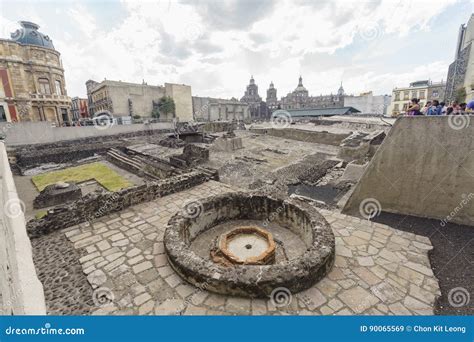 Museo Del Templo Mayor Azteca Sculpture At Mexico City Editorial Photo