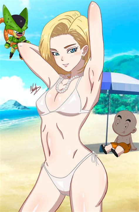 Android 18 White Bikini By Nashdnash2007 On Deviantart
