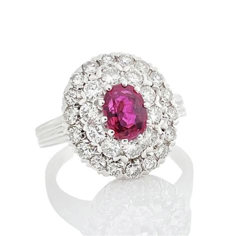 Ring 14 Kt White Gold 100ct Tw Ruby Diamond Ruby Diamond