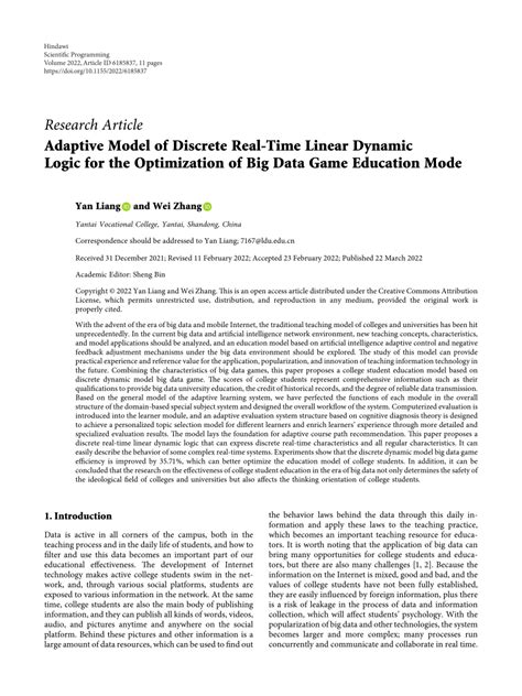 Pdf Adaptive Model Of Discrete Real Time Linear Dynamic Logic For The Optimization Of Big Data