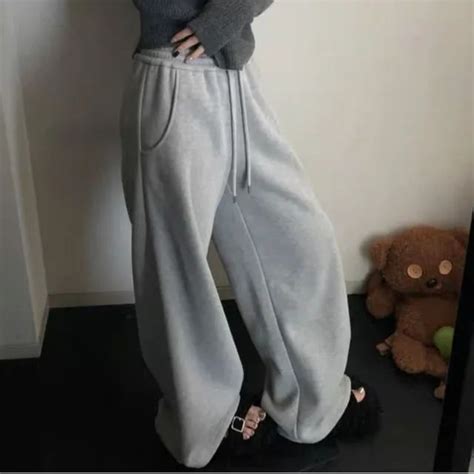 Vintage Baggy Sweatpants Oversized Grey Fleece Joggers Baggy