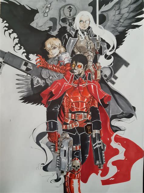 Alucard Seras Victoria And Integra Hellsing Warhammer 40k And 1 More Drawn By Auri Aurimas