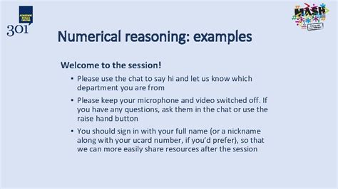 Numerical Reasoning Examples Welcome To The Session Please