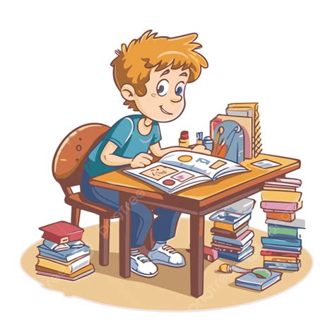 Boy Doing Homework Clipart