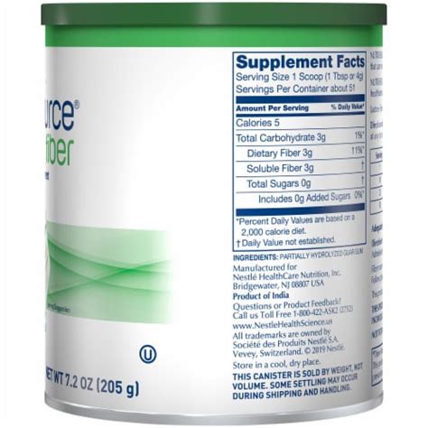 Nestle Nutrisource Fiber Fiber Supplement Unflavored 72 Oz Canister