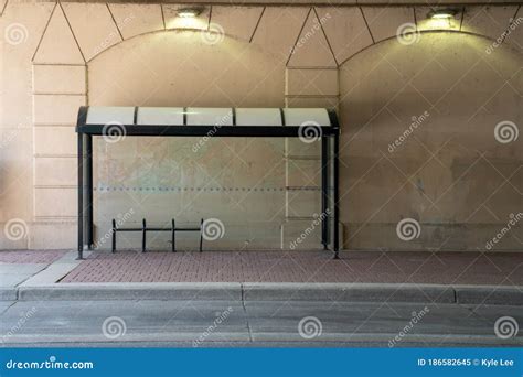 Minimalist Bus Stop Under An Overpass Stock Image Image Of Road Wood