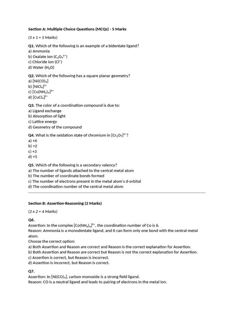 Coordination Compound Pdf Coordination Complex Ligand