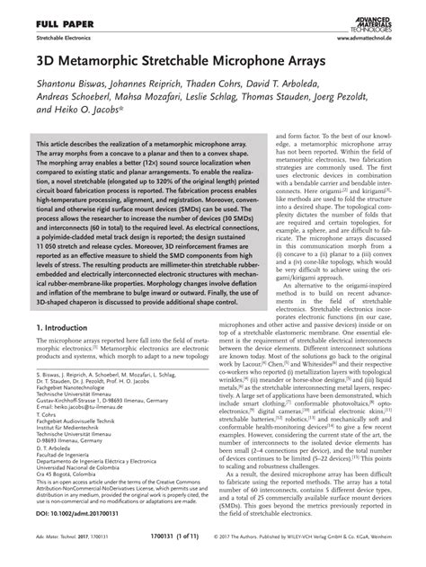 Pdf 3d Metamorphic Stretchable Microphone Arrays