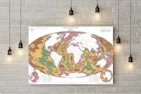 World Bathymetry Map Mkii Statistica Maps And Posters