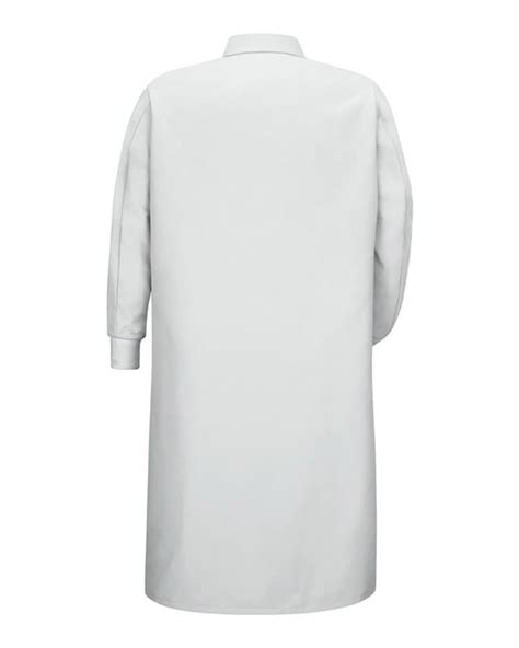 Gripper Front Pocketless Butcher Coat With Knit Cuffs