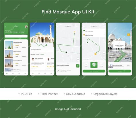 Premium Psd Find Mosque App Ui Kit
