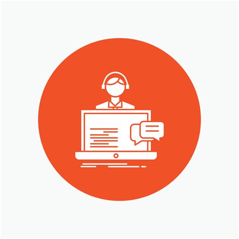 Support Chat Customer Service Help White Glyph Icon In Circle Vector Button Illustration