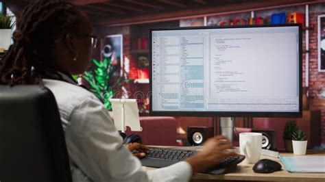 Programmer At Computer Desk Coding Creating Software Stock Video Video Of Application Data