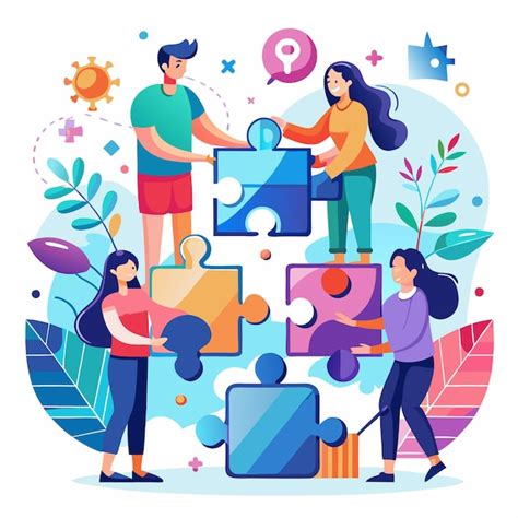 Teamwork Puzzle Solution Success Together Collaboration Premium Ai