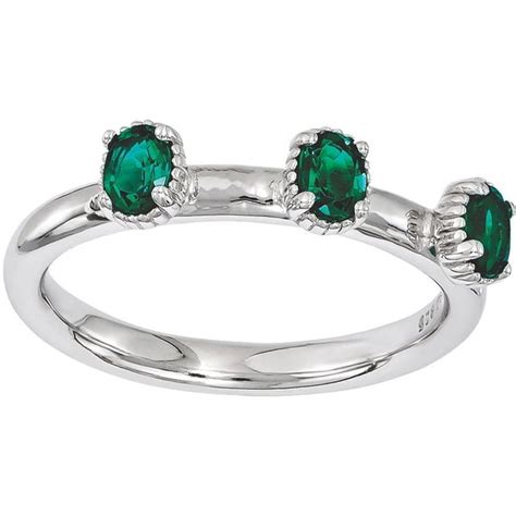 Stackable Expressions Sterling Silver Lab Created Emerald Three Stone