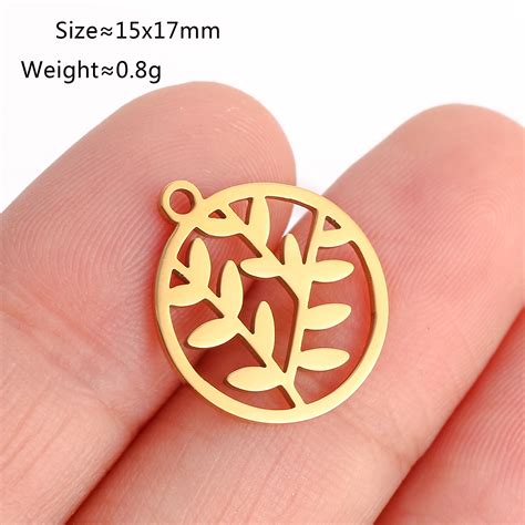 5pcslot Plant Tree Flower Charms Stainless Steel Grandado