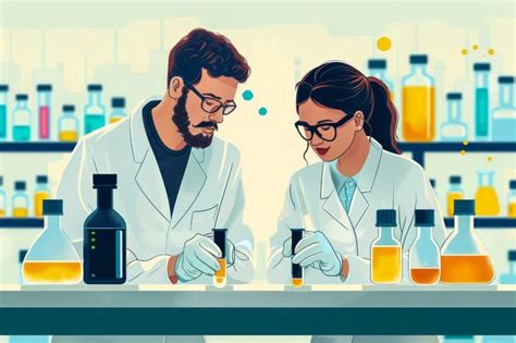 Premium Photo Two Scientists In A Laboratory Analyzing Chemical Samples With Lab Equipment And