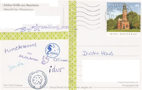 My Postcard And Stamp Week Germany Water Tower Of Mannheim
