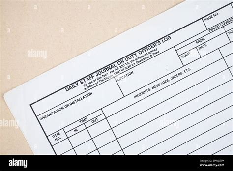 Us Army Vintage Paper Background Daily Staff Journal Or Duty Officers Log Application Form