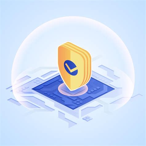Premium Vector Digital Protection Concept Guard Shield On Microchip Or Circuit In Isometric