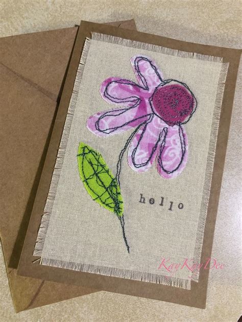 Free Motion Stitching Homemade Greeting Card