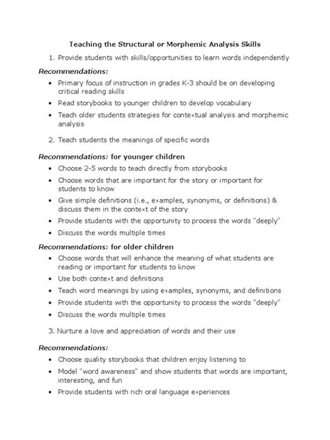 Morphemic Analysis Pdf Word Syllable
